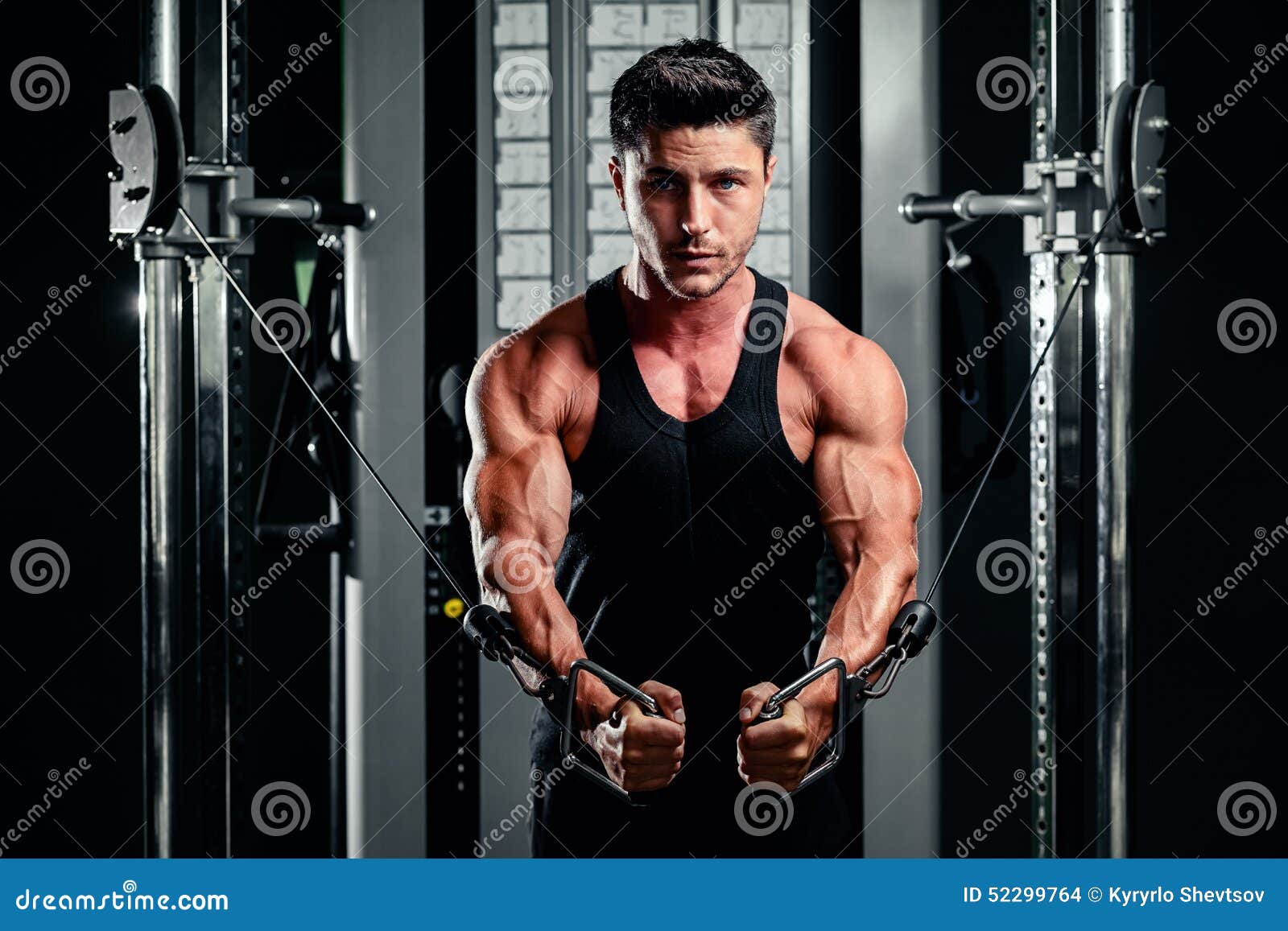 Handsome Man Work Out in Gym Stock Photo - Image of fitness, background ...
