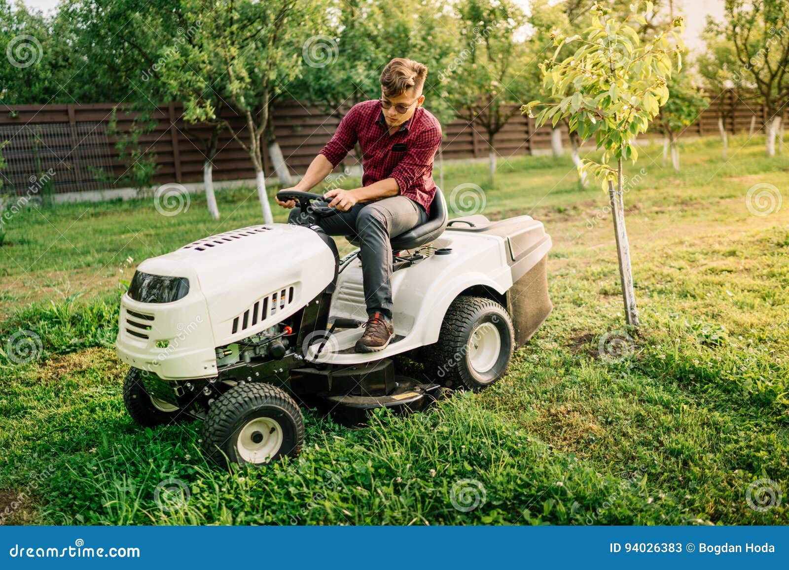 Handsome Man, Worker Using Grass Cutting Equipment for Landscaping ...