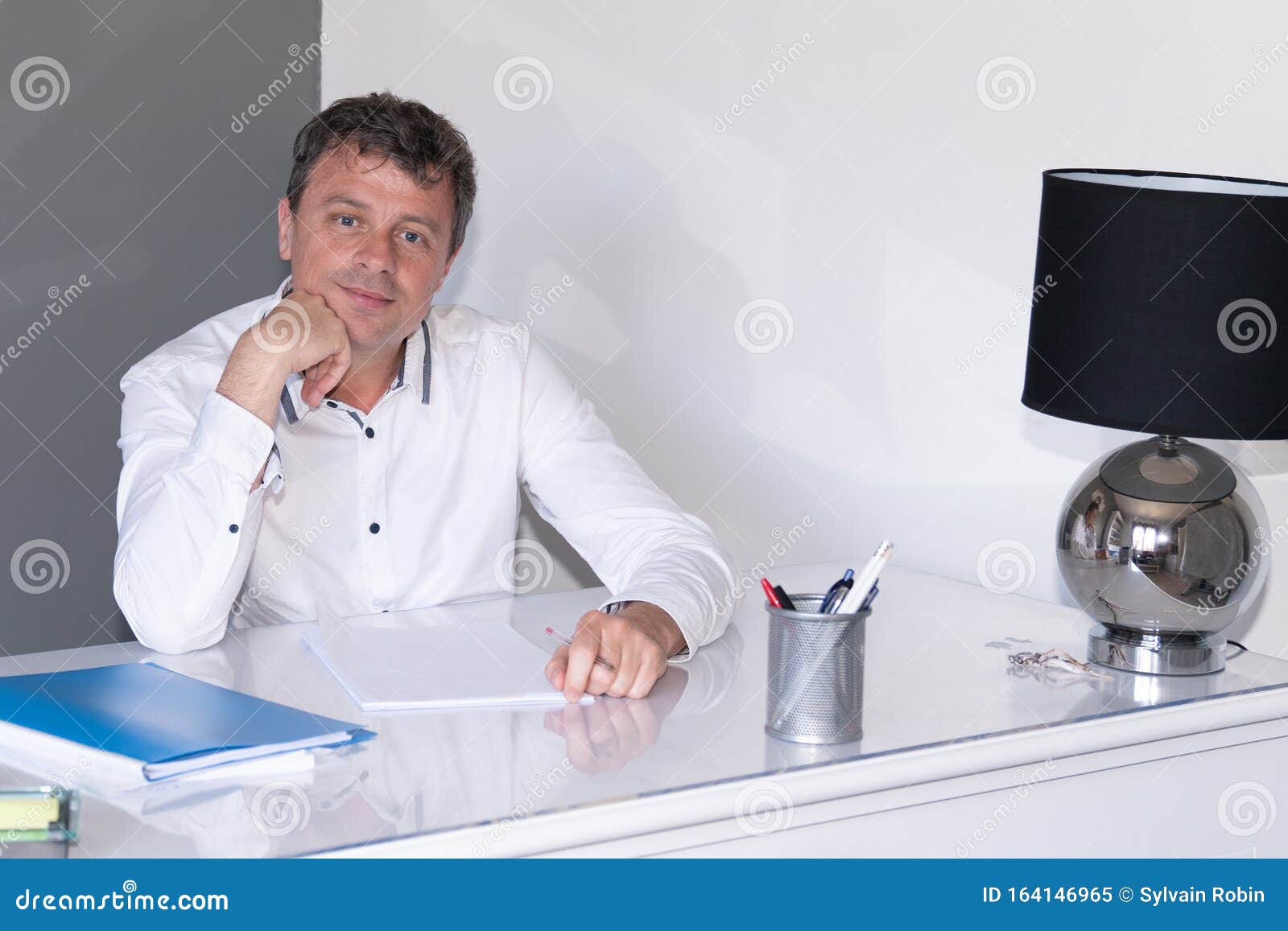 Handsome Man Working Businessman at Home Stock Image - Image of ...