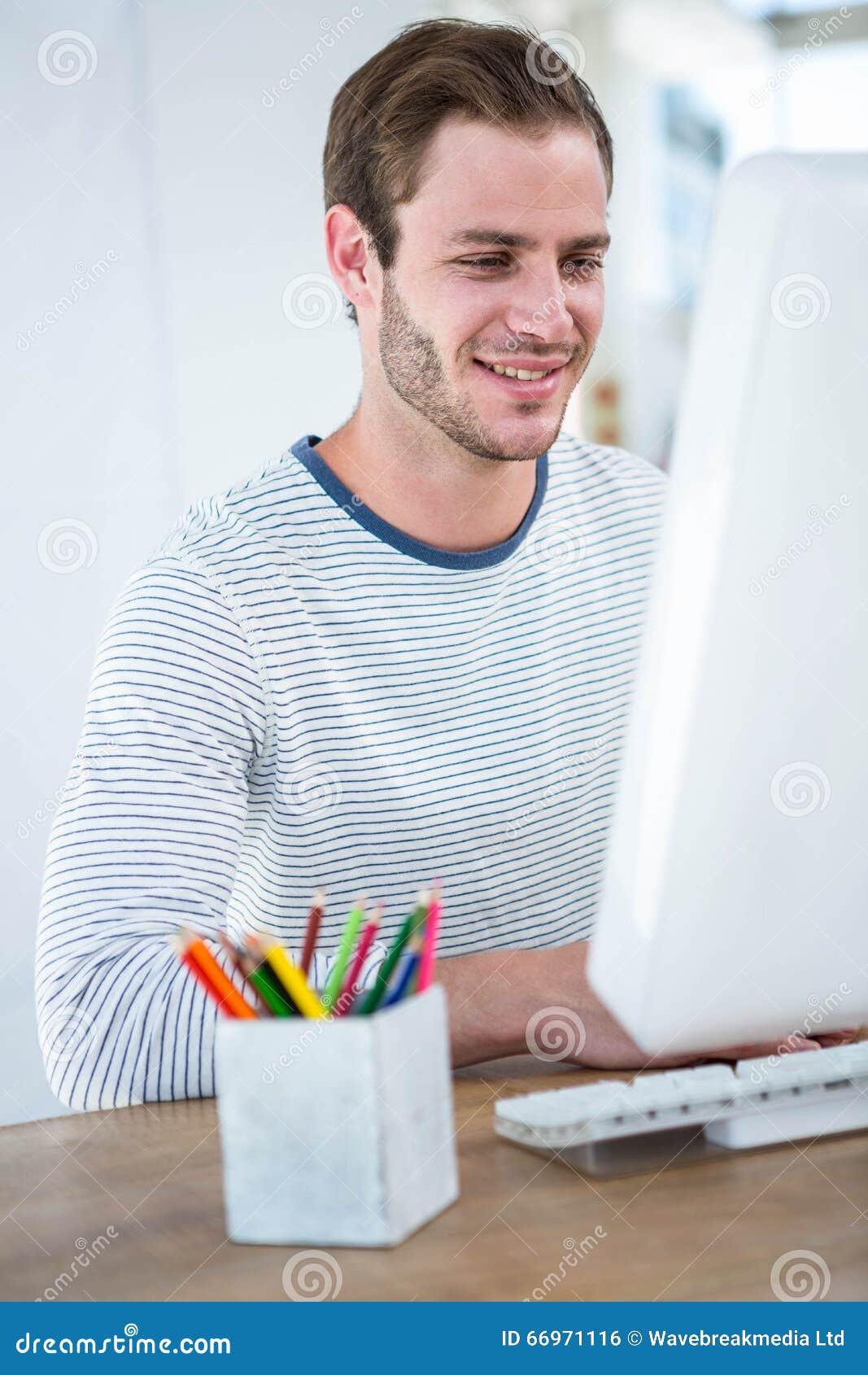Handsome Man Working on Computer Stock Photo - Image of beauty, fashion ...