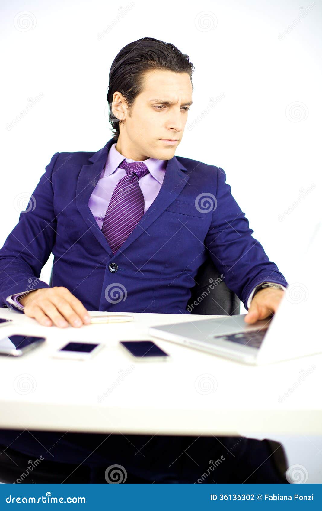 Handsome man working hard stock photo. Image of white - 36136302