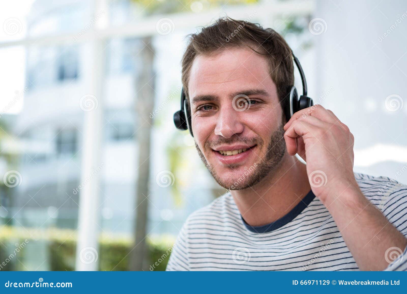Handsome Man Working with Headset Stock Image - Image of caucasian ...