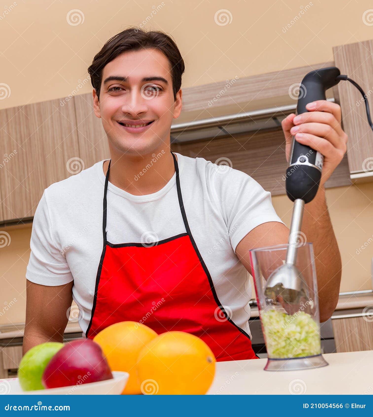 Handsome Man Working at the Kitchen Stock Photo - Image of apples ...
