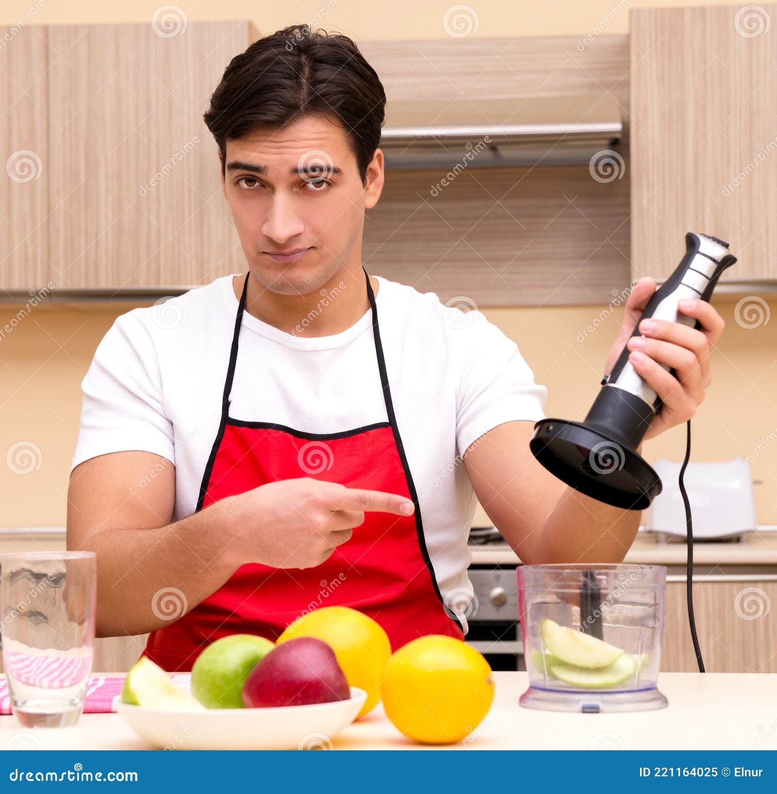Handsome Man Working at the Kitchen Stock Image - Image of drink, meal ...