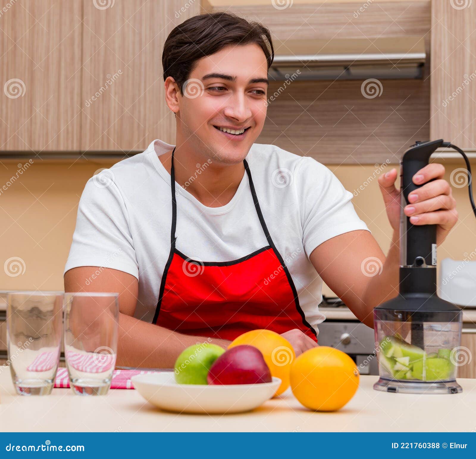 Handsome Man Working at the Kitchen Stock Photo - Image of fresh ...