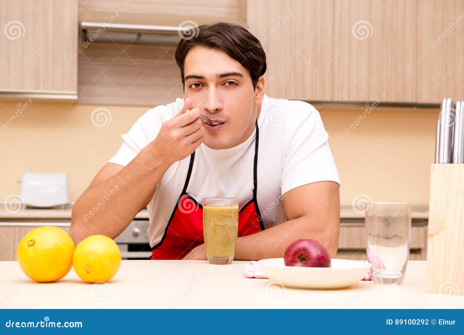 The Handsome Man Working at the Kitchen Stock Photo - Image of cooking ...