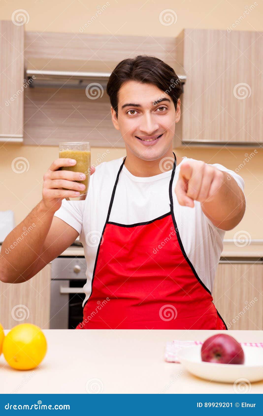 The Handsome Man Working at the Kitchen Stock Image - Image of diet ...