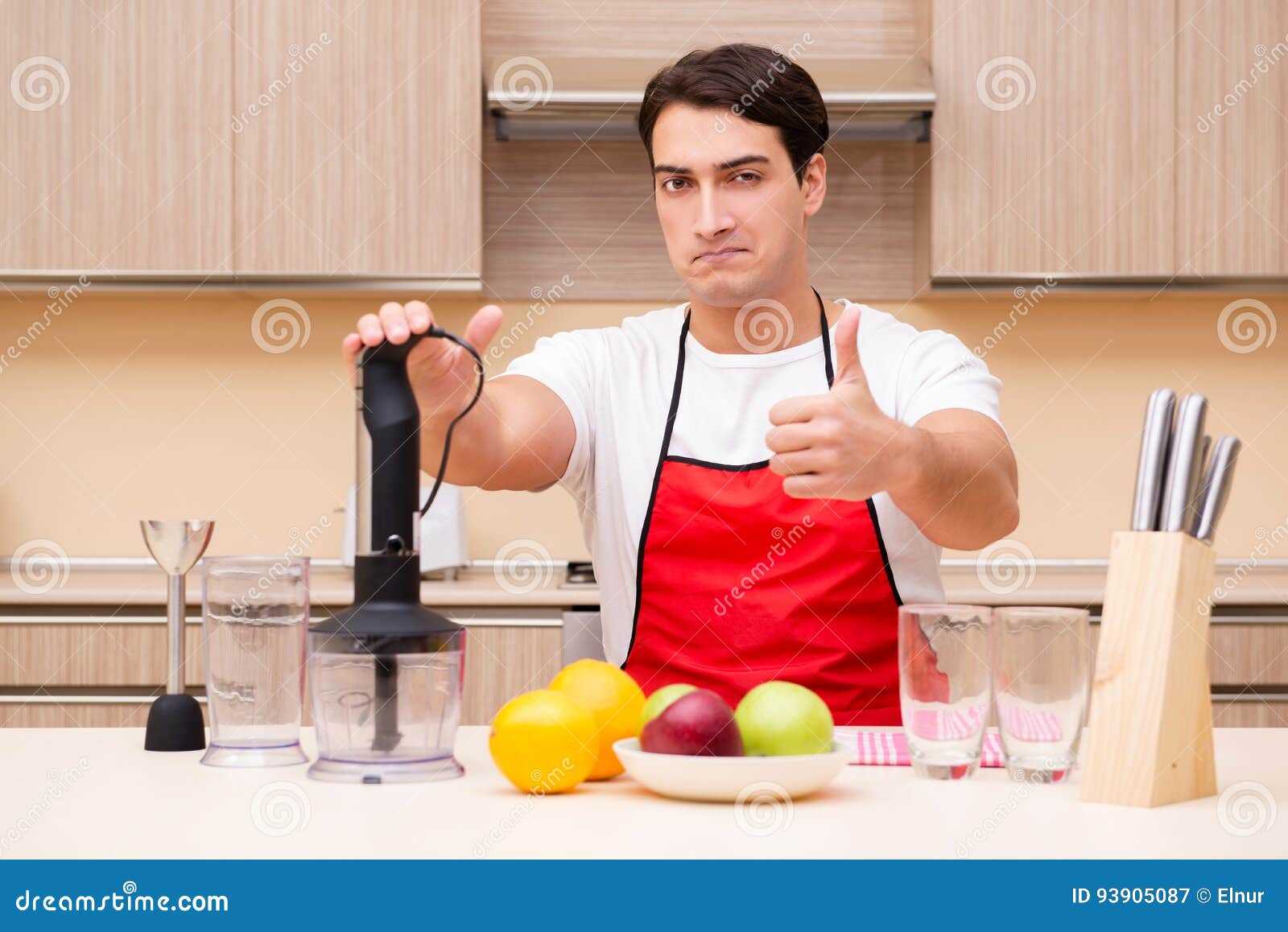 The Handsome Man Working at the Kitchen Stock Image - Image of husband ...