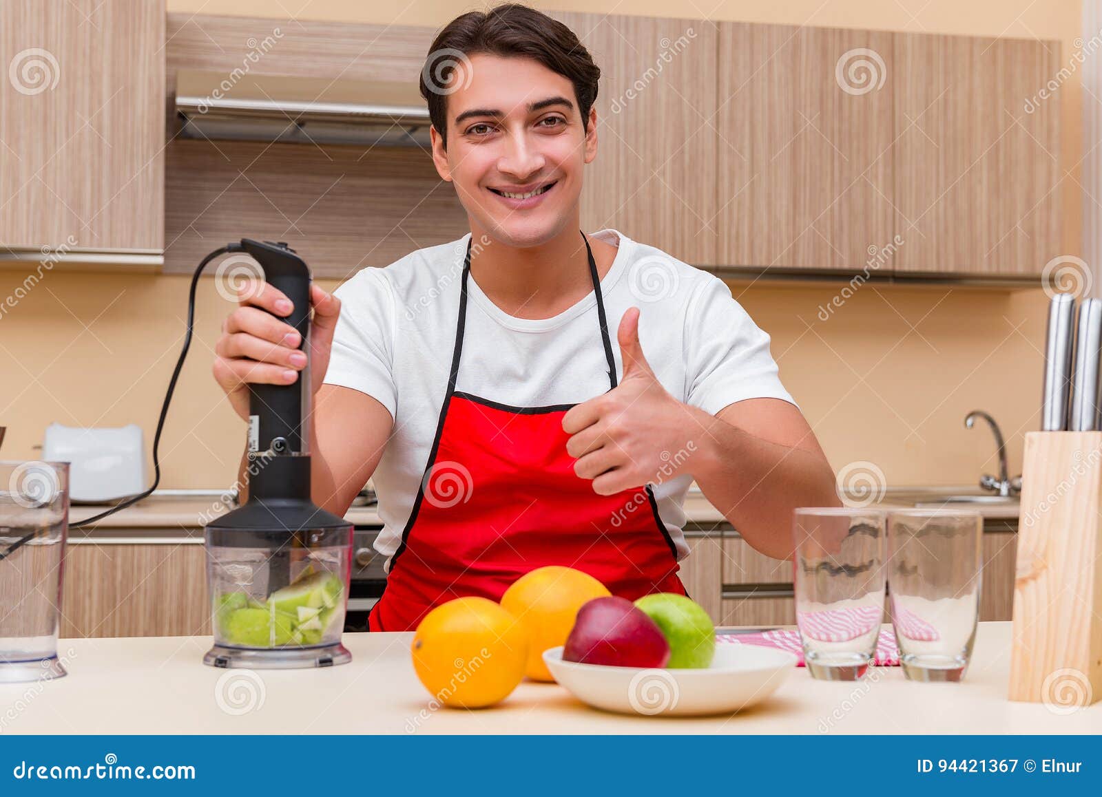The Handsome Man Working at the Kitchen Stock Image - Image of ...