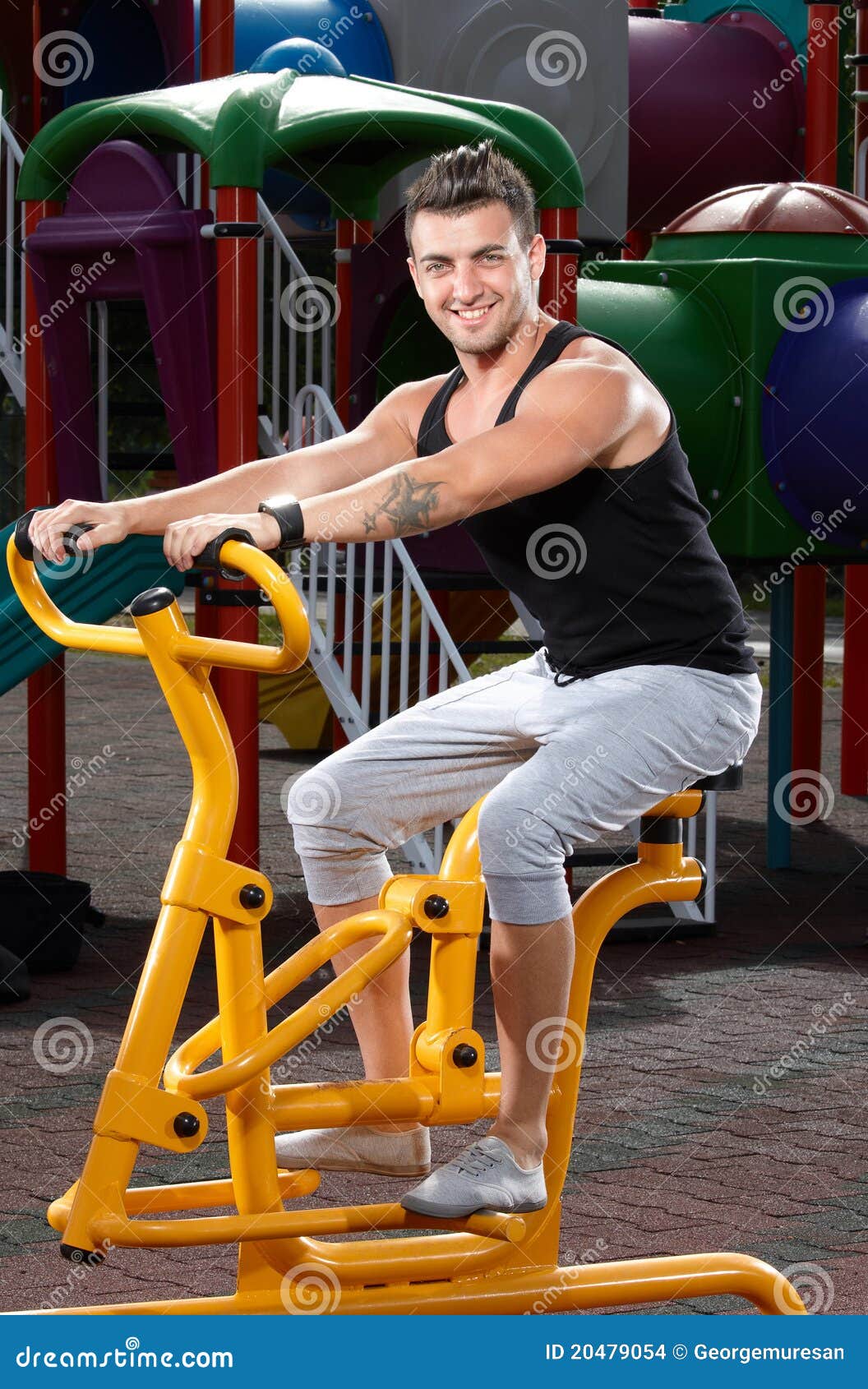 Handsome man workout stock photo. Image of playground - 20479054