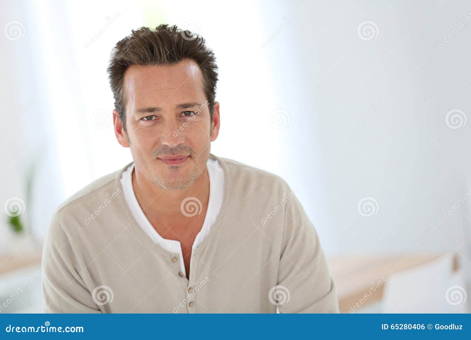 Handsome Mature Man Smiling Stock Photo - Image of forties, camera ...