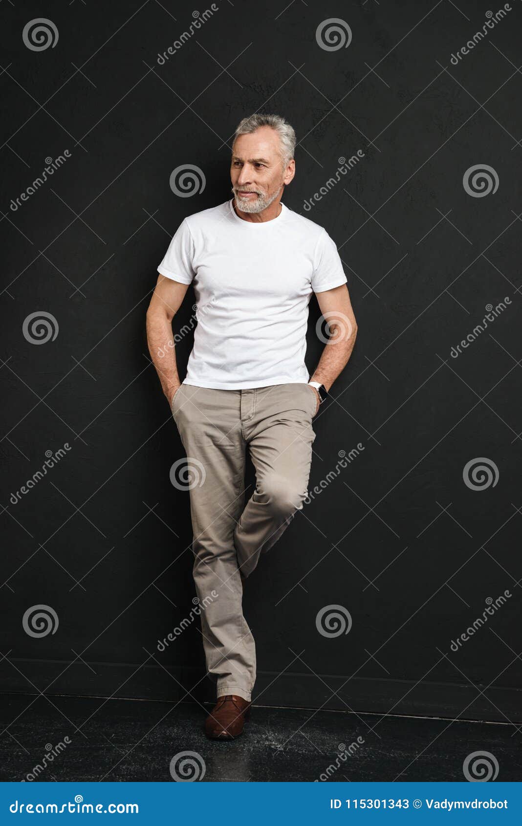 Handsome Mature Old Man Standing Isolated Stock Image - Image of mature ...