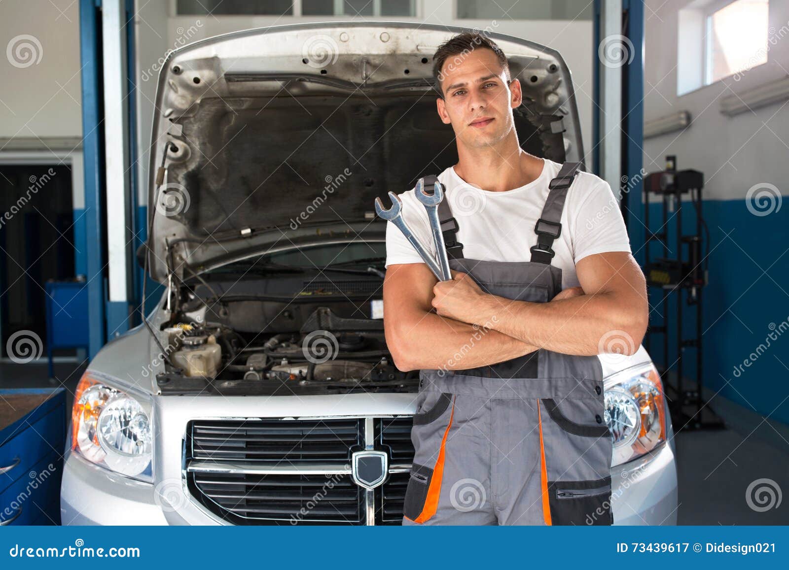 Handsome Mechanic in a Workshop Stock Image - Image of service, check ...