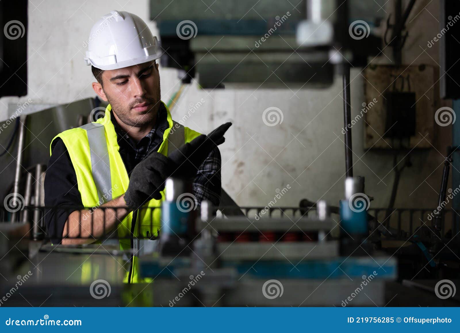 Mechanical Engineer Wearing Gloves Prepare To Fix the Machine Stock ...