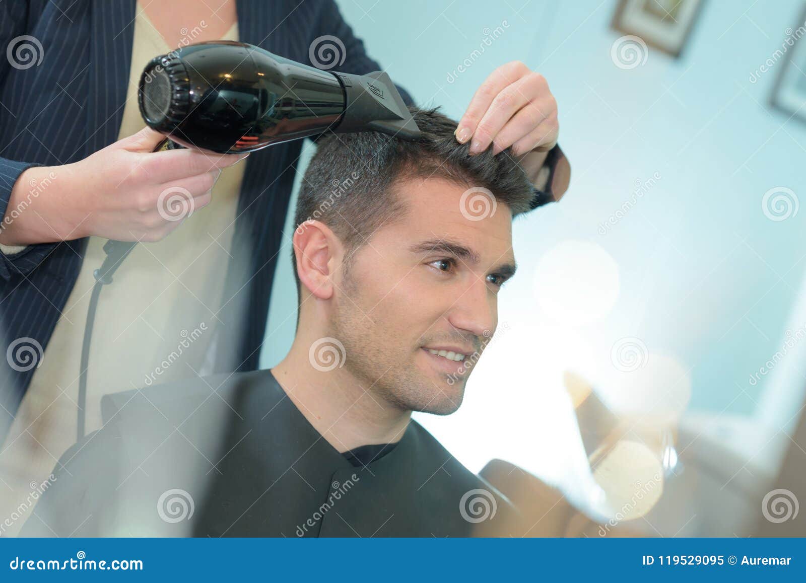 Handsome Man in Hairdressing Saloon Stock Image - Image of scissors ...