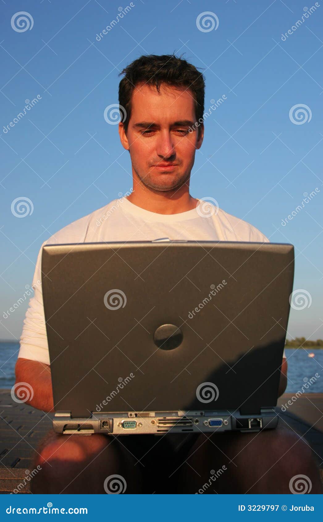 Handsome men with laptop stock image. Image of outdoor - 3229797
