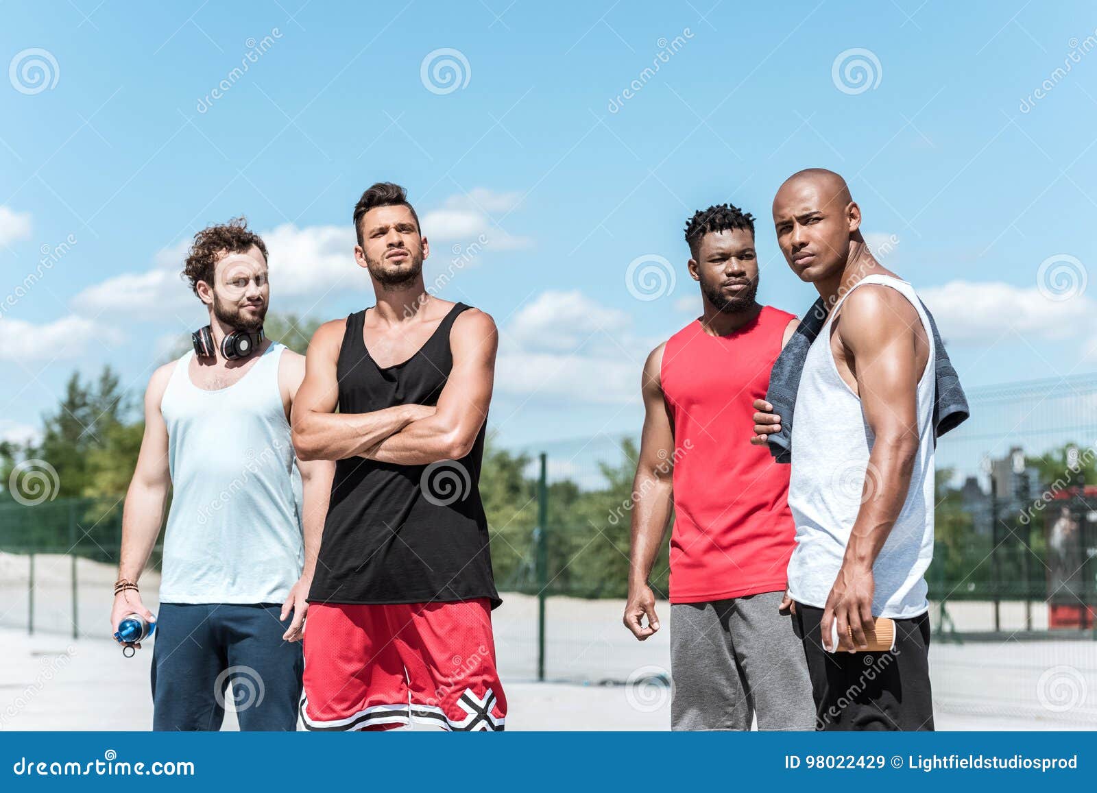 Handsome Men in Sportswear Standing on Court Stock Image - Image of ...