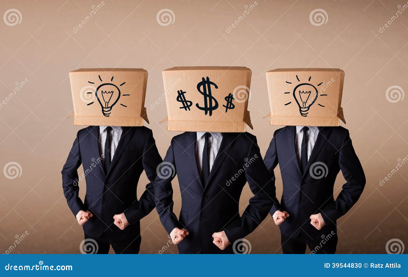 Handsome Men in Suit Gesturing with Drawn Dollar Signs on Box Stock ...