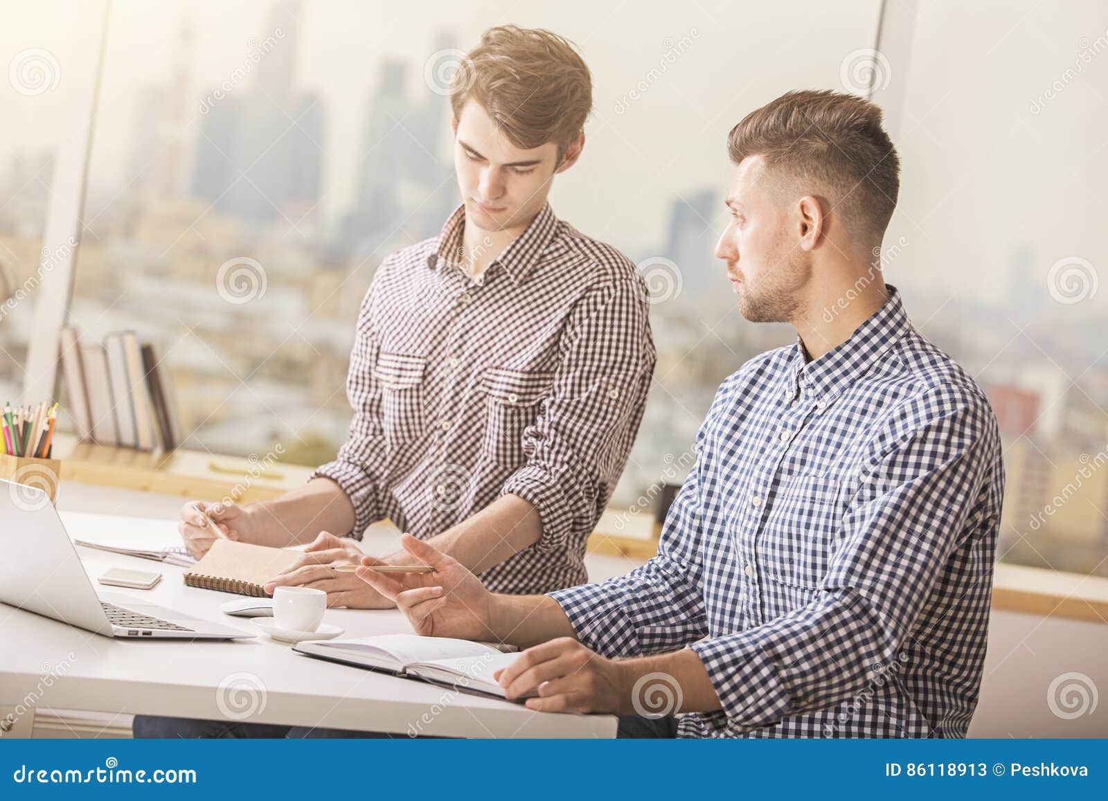 Handsome Men Working on Project Stock Image - Image of computer ...