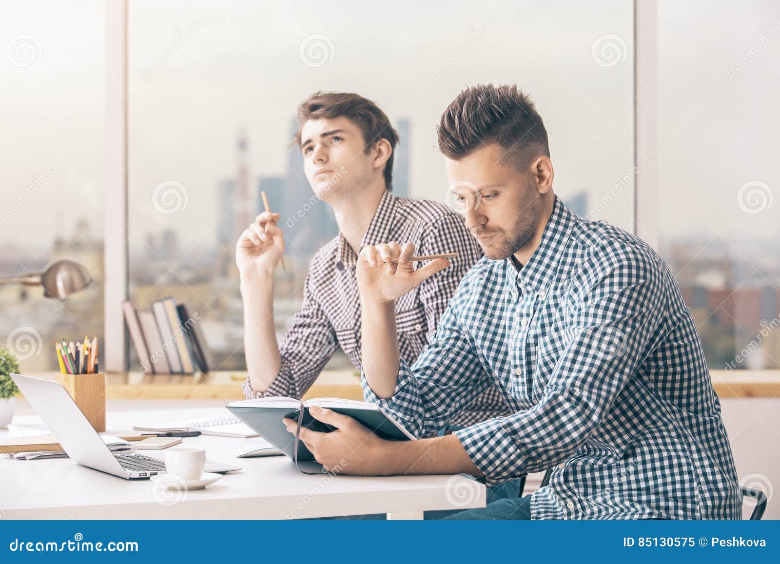 Handsome Men Working on Project Stock Image - Image of creative ...