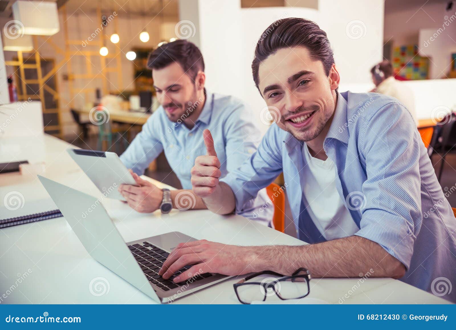 Handsome men working stock photo. Image of laptop, male - 68212430