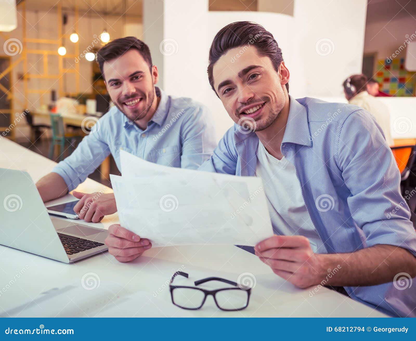 Handsome men working stock photo. Image of design, laptop - 68212794