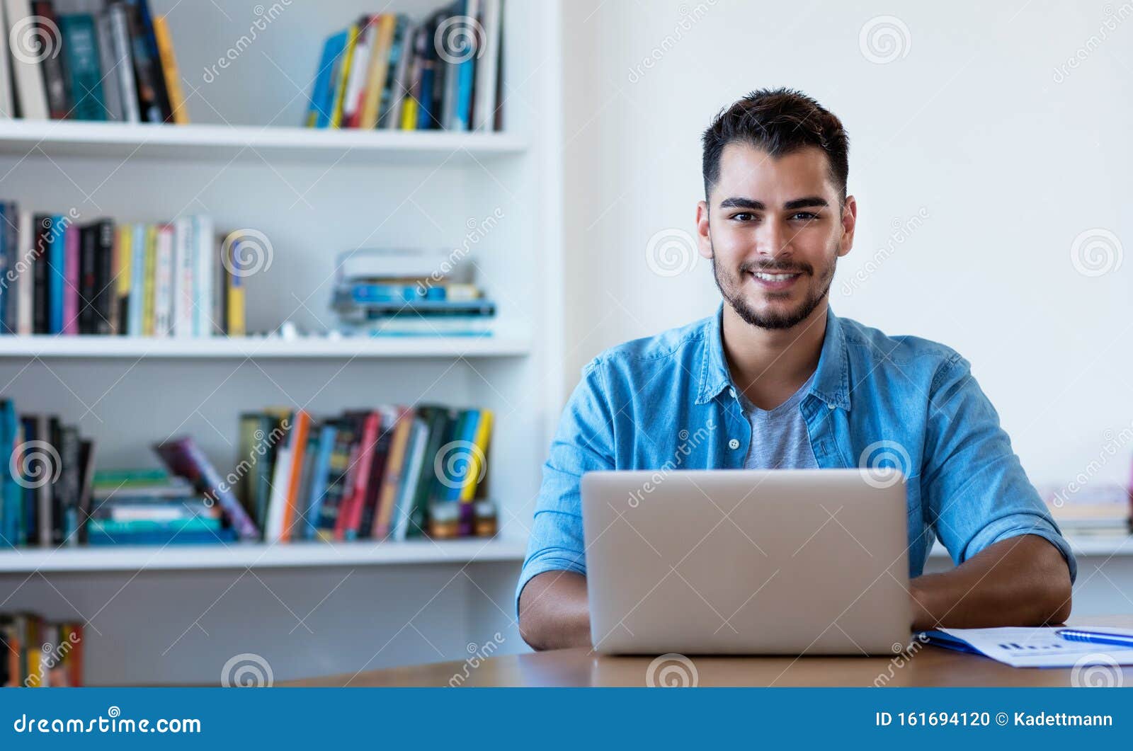 Handsome Mexican Hipster Man Working with Computer Stock Photo - Image ...