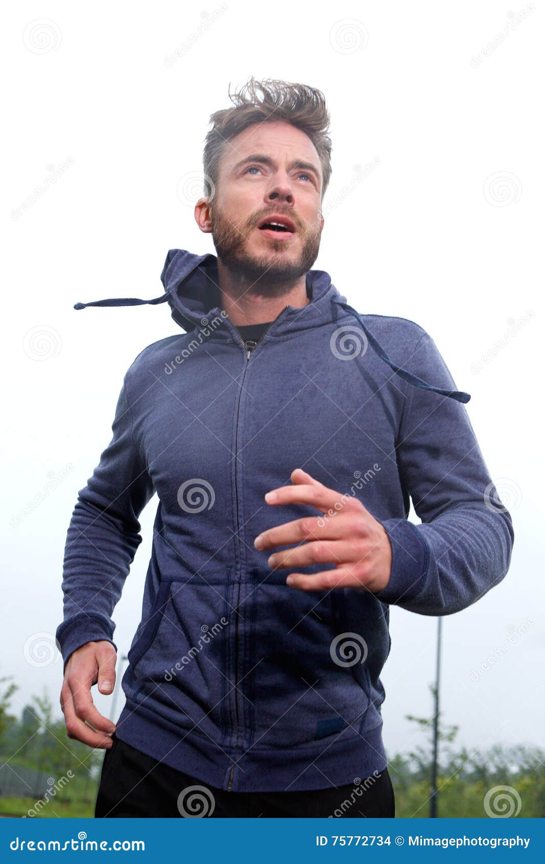 Handsome Middle Age Runner during Workout Routine Stock Photo - Image ...