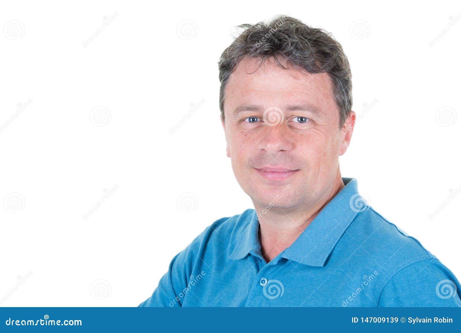 Handsome Middle Aged Man on White Background Stock Image - Image of ...
