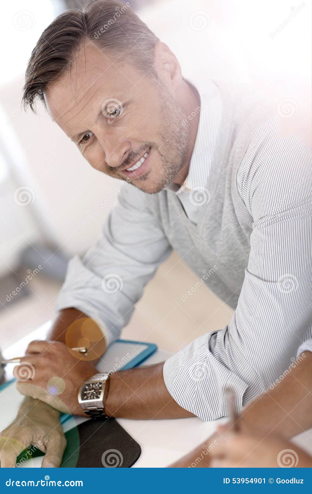 Handsome Middle-aged Man Working Stock Image - Image of aged, office ...