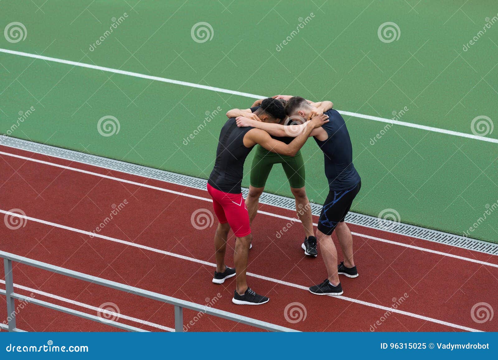 Handsome Multiethnic Athlete Team Standing on Running Track Stock Image ...