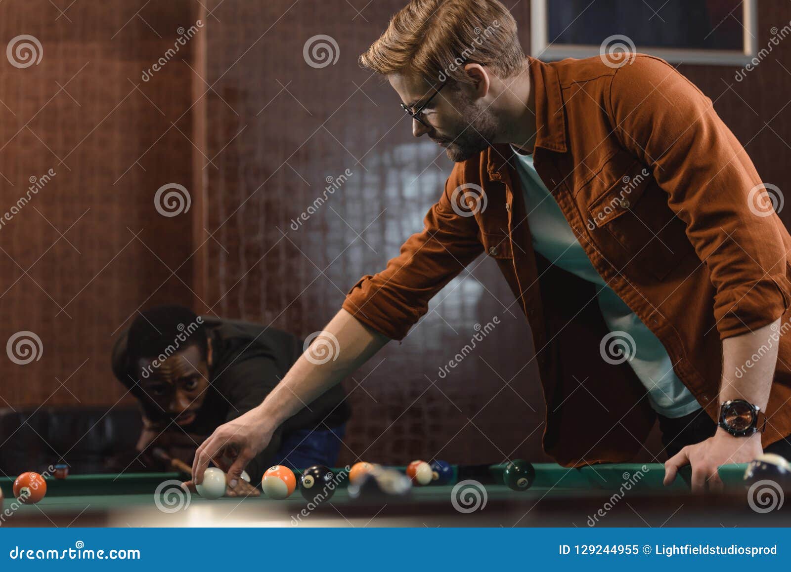 Handsome Multiethnic Men Playing in Pool Stock Image - Image of ...
