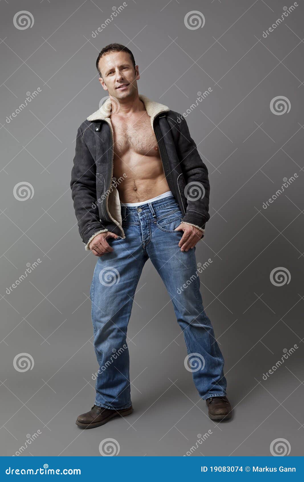 Handsome muscle man stock photo. Image of leather, calories - 19083074