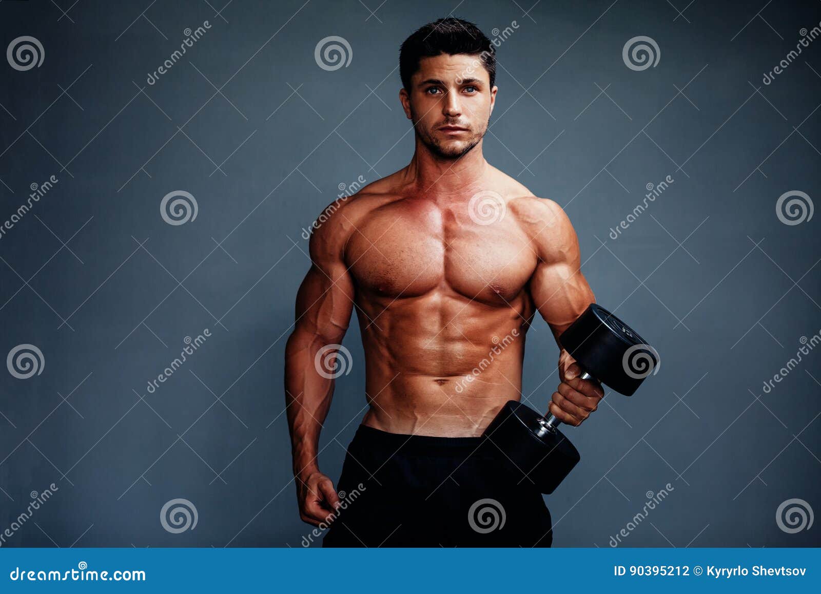 Handsome Muscular Bodybuilder Posing Stock Photo - Image of muscle ...