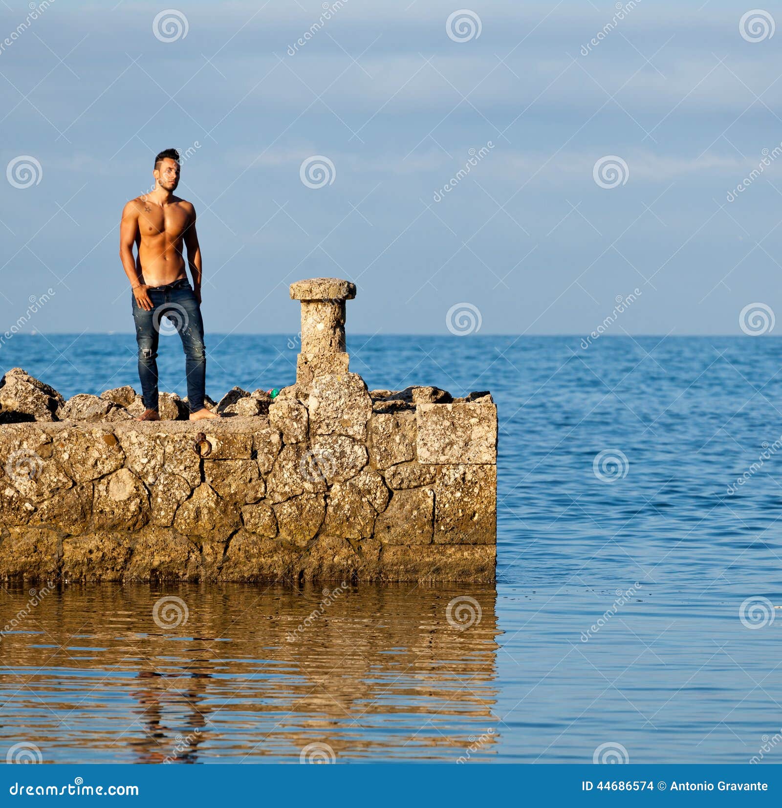 Handsome Muscular Man on the Beach. Stock Photo - Image of people ...