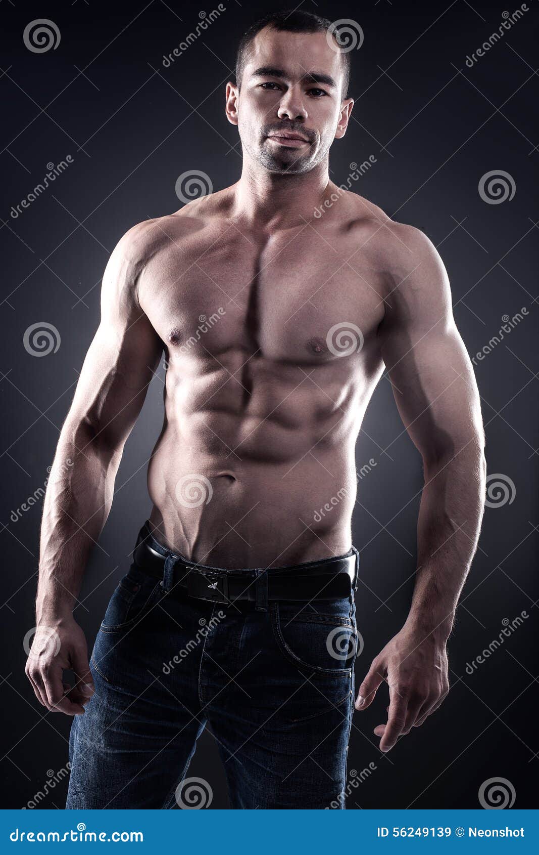Handsome Muscular Man Posing. Stock Image - Image of confident, power ...