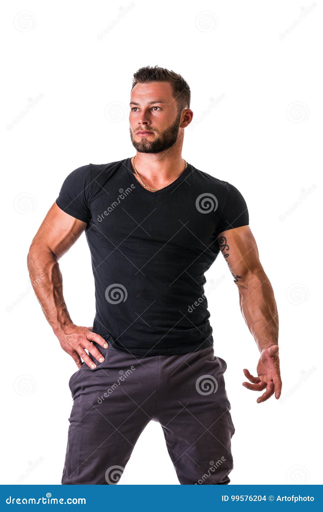 Handsome Muscular Man Standing, Isolated Stock Photo - Image of ...