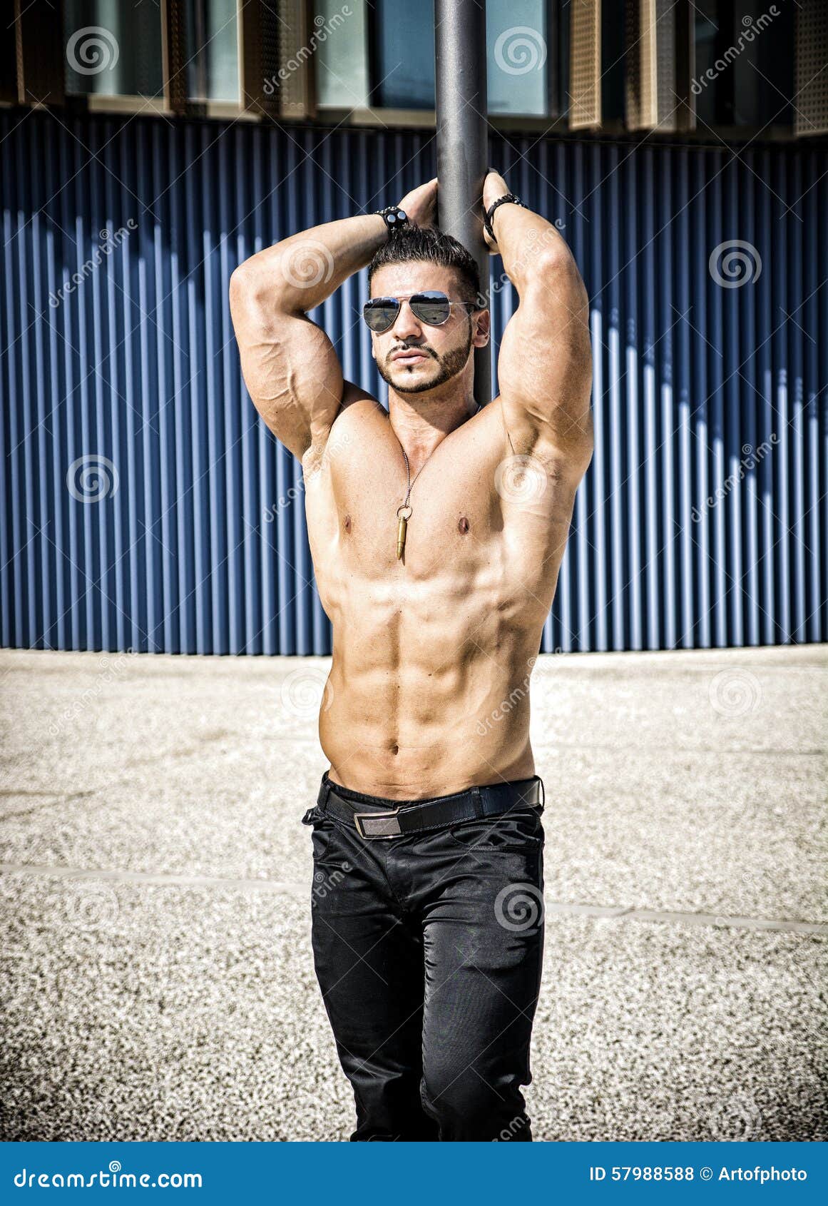 Handsome Muscular Shirtless Hunk Man Outdoor In Royalty-Free Stock ... Handsome Muscular Shirtless Hunk Man Outdoor In Royalty-Free Stock ...