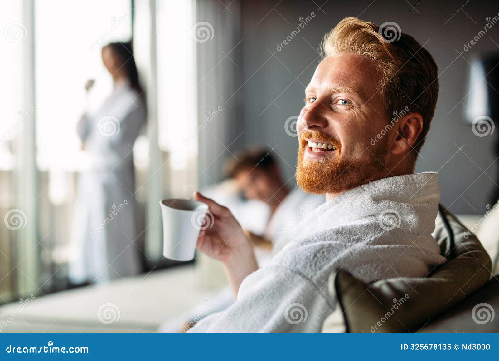 Handsome, Muscular, Young Man Drinking His Morning Coffee in a Hotel ... Handsome, Muscular, Young Man Drinking His Morning Coffee in a Hotel ...