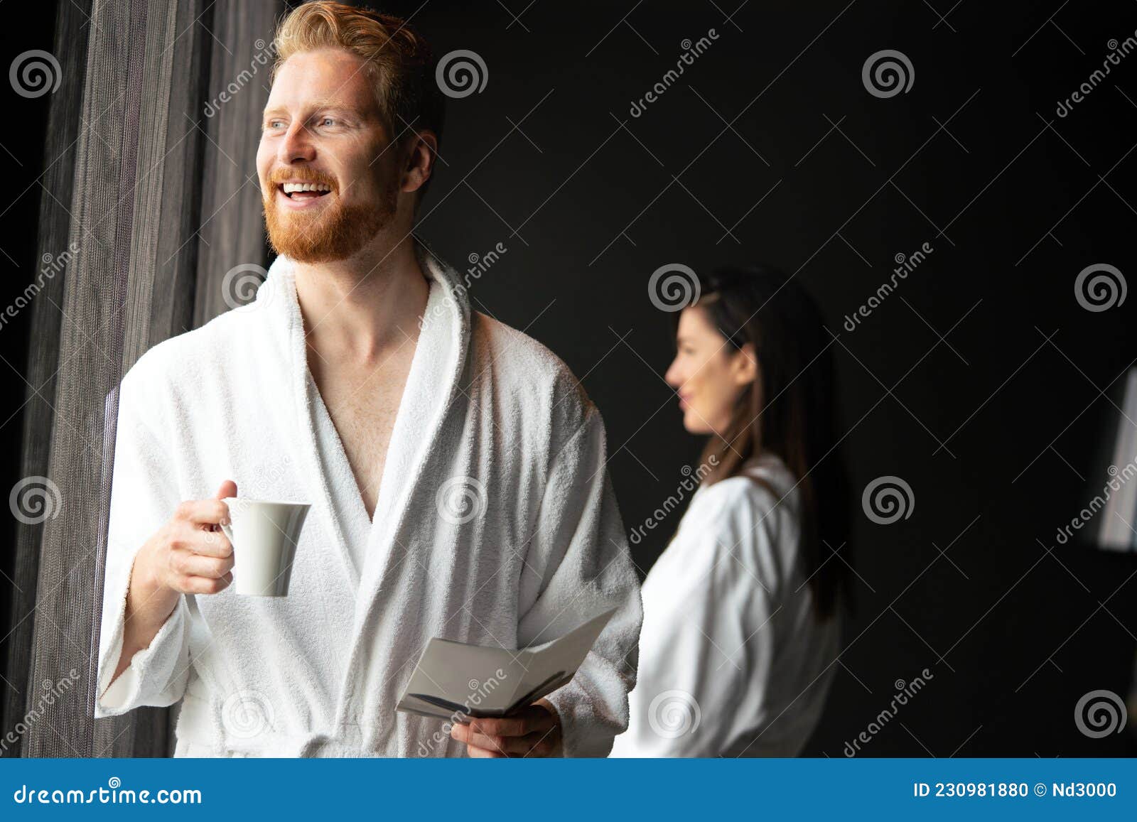 Handsome, Muscular, Young Man Drinking His Morning Coffee in a Hotel ... Handsome, Muscular, Young Man Drinking His Morning Coffee in a Hotel ...