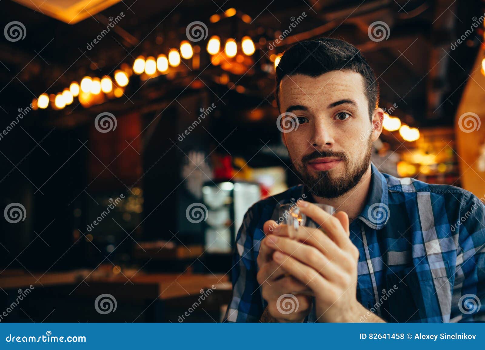 Handsome Natural Man Looking at the Camera and Holding Cup of Tea Stock ...