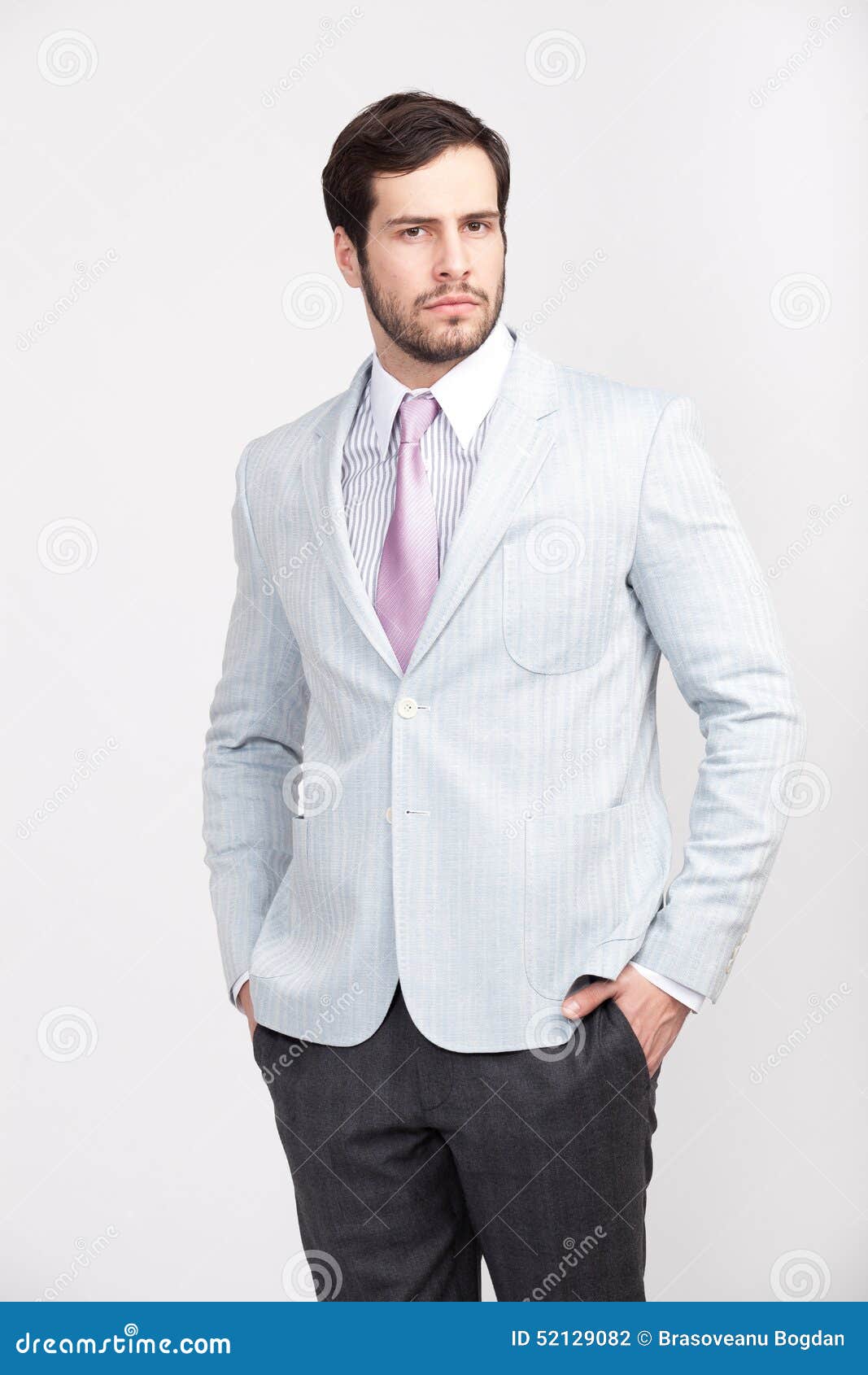 Handsome Office Business Man with Beard Dressed in Elegant Suit, Stock ...
