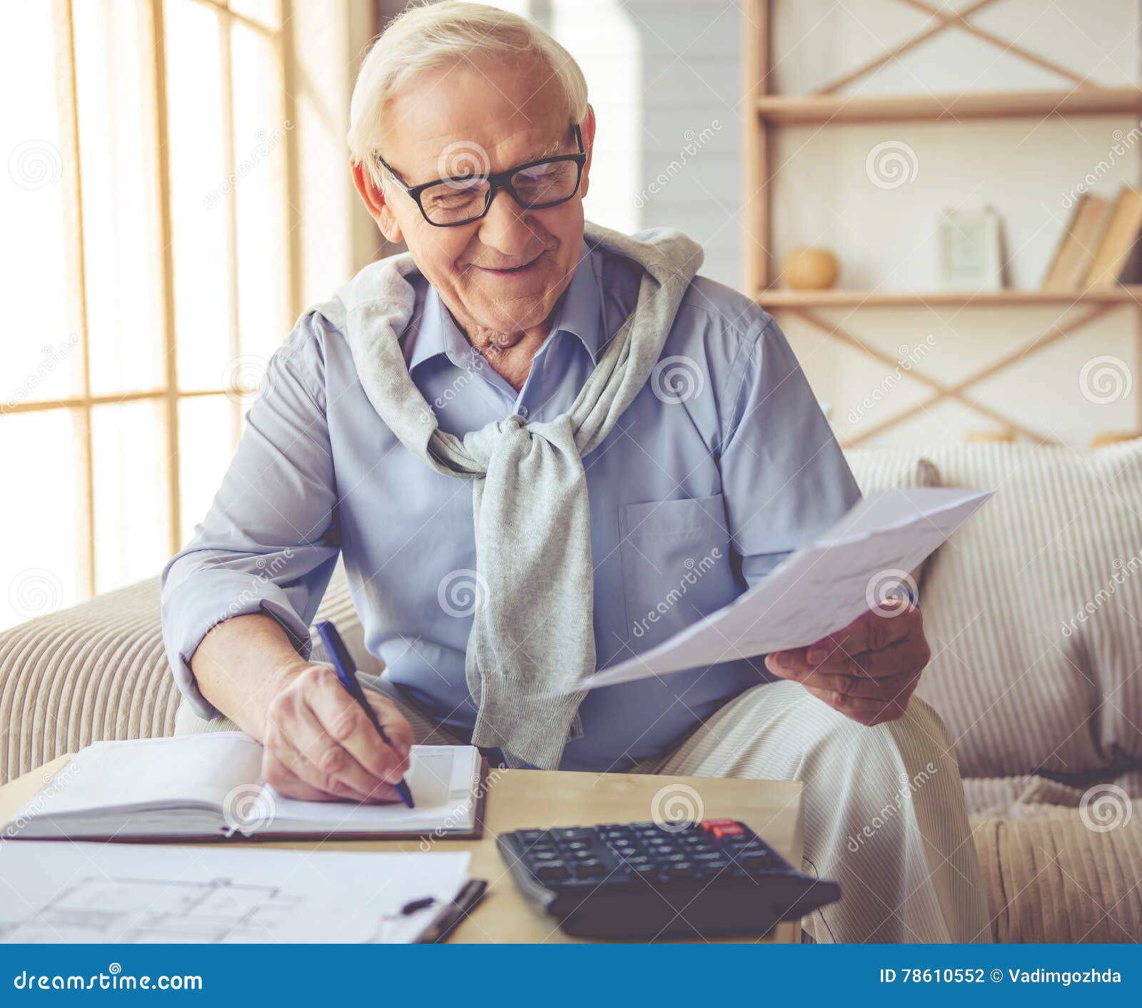 Older Male College Student Studying