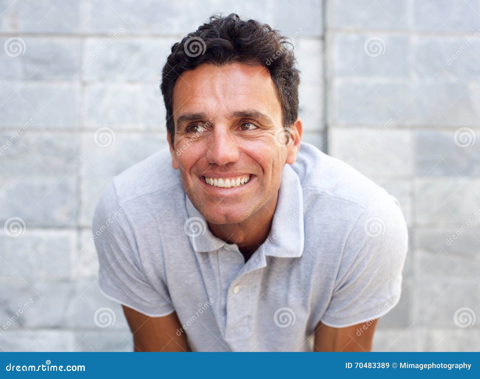 Handsome Older Man Smiling Outside Stock Image - Image of background ...