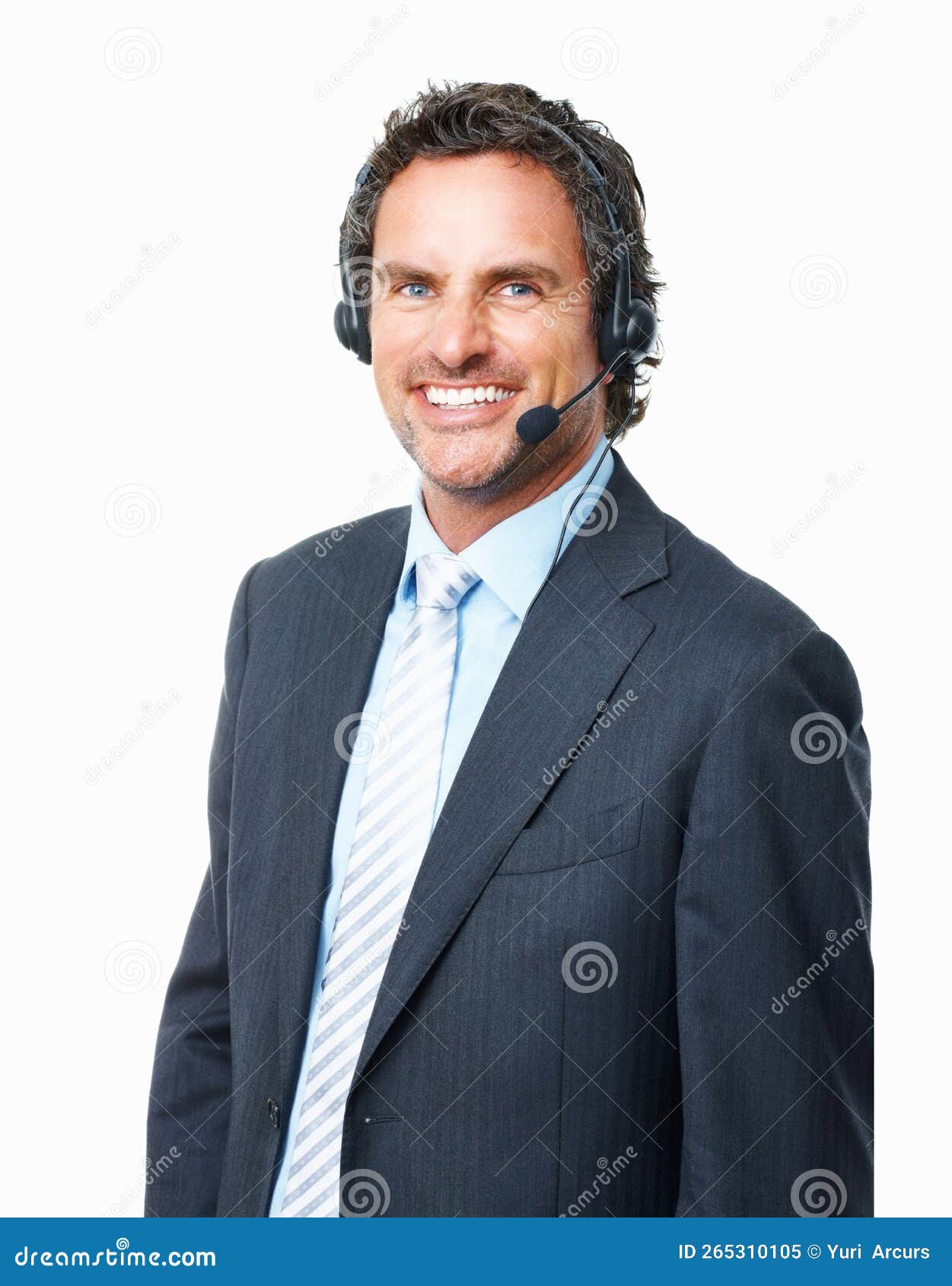 Handsome Operator Smiling. Portrait of Smart Operator Talking on ...