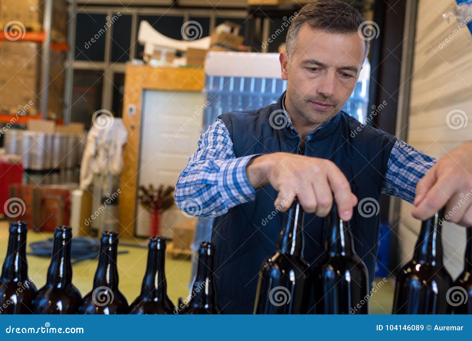 Handsome Packer on Packaging Line at Manufacture Stock Image - Image of ...