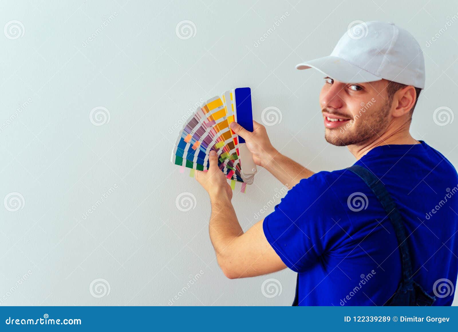 Handsome Painter Holding Color Guide Stock Image - Image of house ...