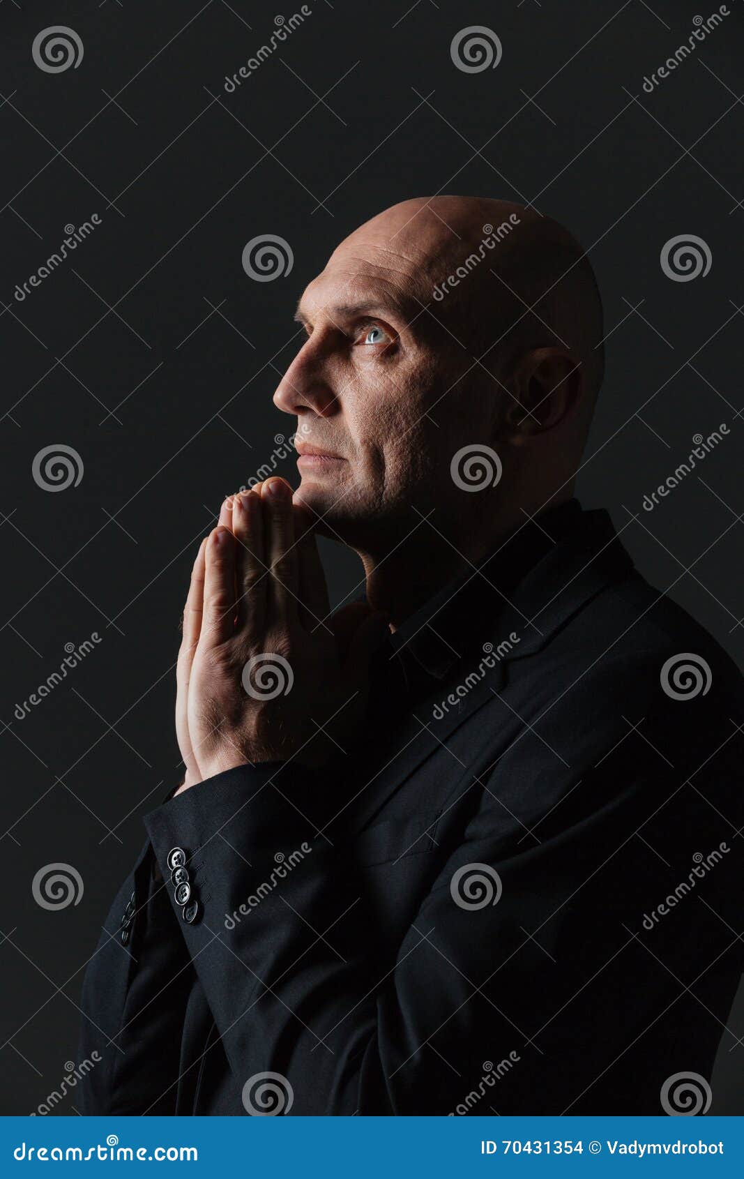 Handsome Peaceful Man in Dark Suit Praying Stock Photo - Image of ...