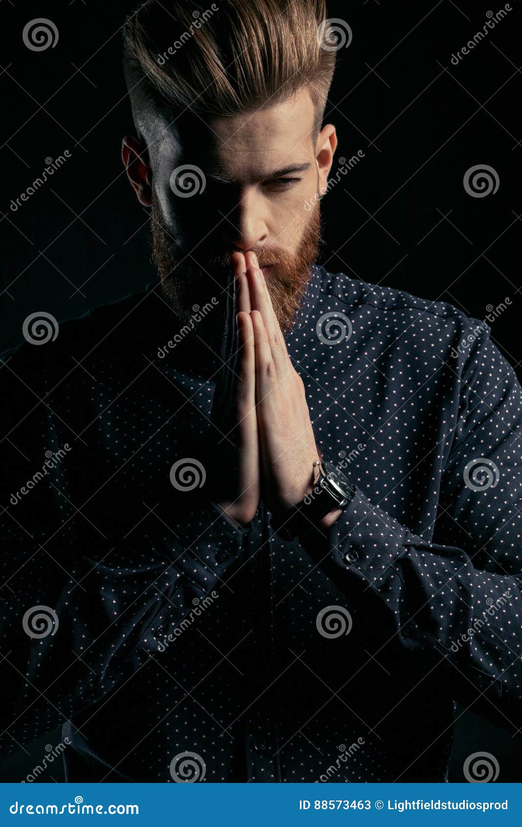 Handsome Pensive Bearded Man Stock Image - Image of thoughtful, macho ...