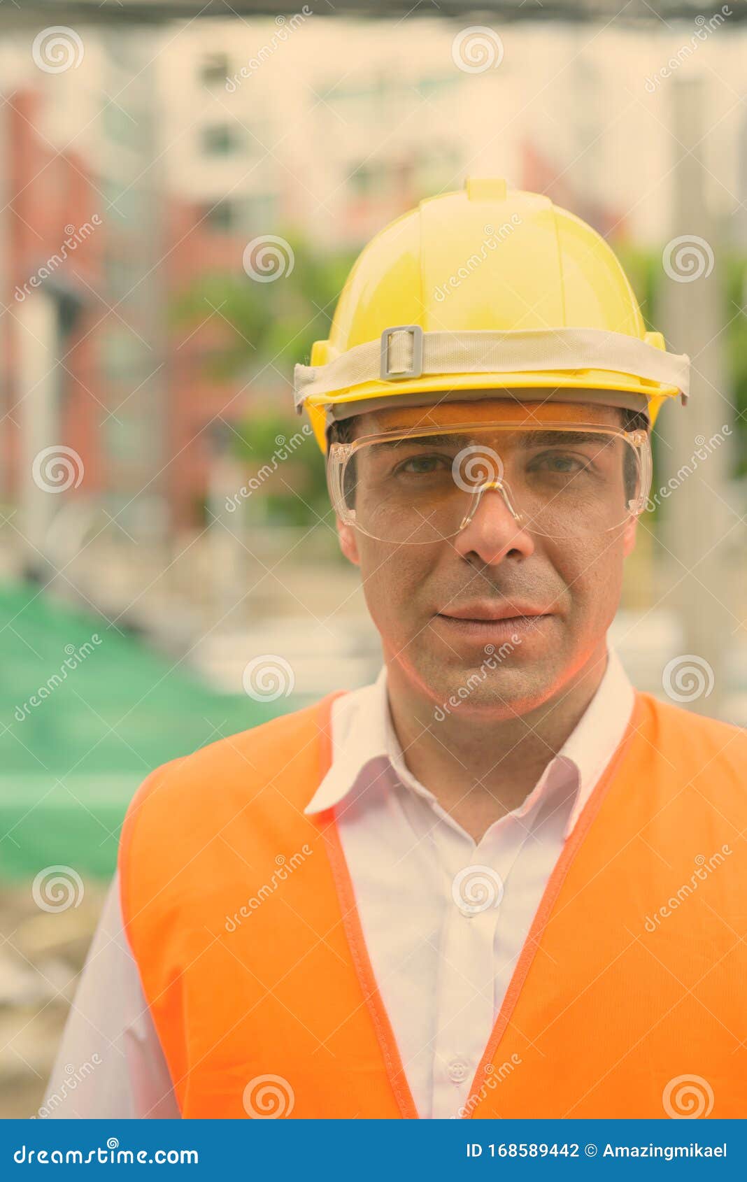 Handsome Persian Man Construction Worker at the Construction Site Stock ...